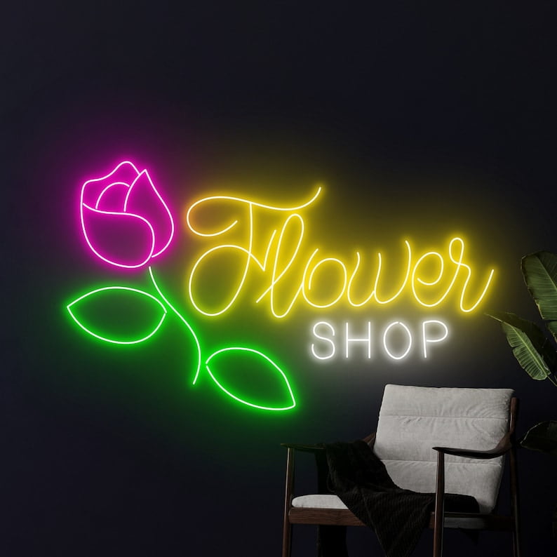 Handmadetneonsign Flower Shop Neon Sign, Flower Neon Light, Florist ...