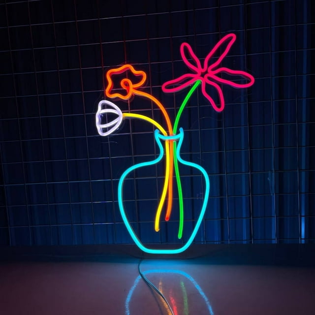 Handmadetneonsign Flower Vase Led Sign, Flower Vase Neon Sign, Flower ...
