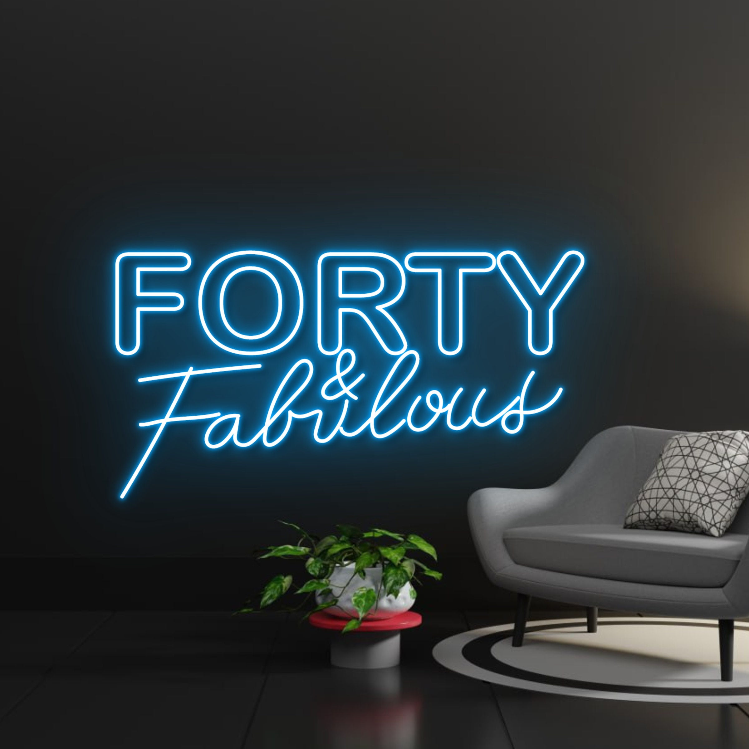 Handmadetneonsign Forty & Fabulous Birthday Decorations For Her Gifts ...