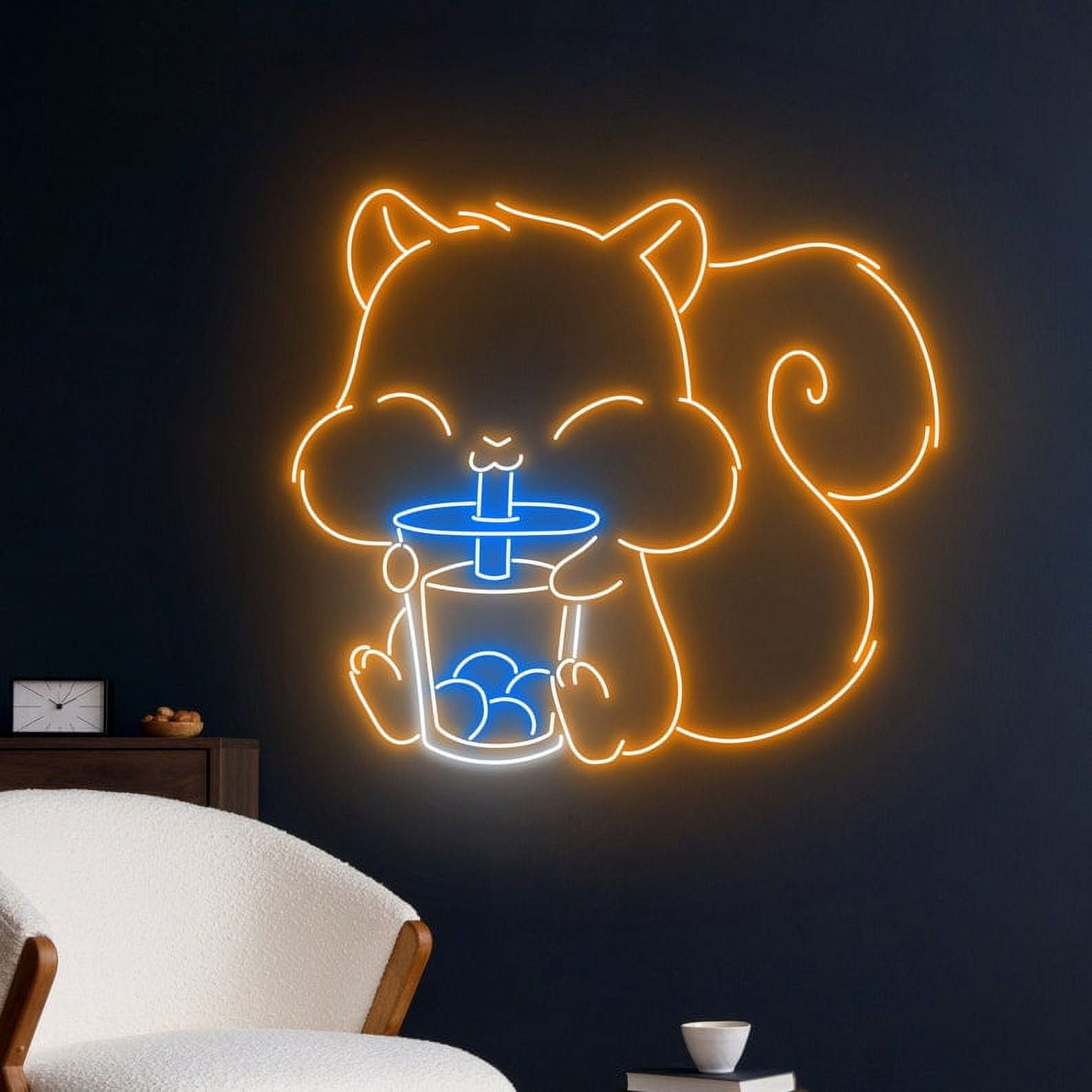 Handmadetneonsign Fox Bubble Tea Neon Sign, Fox Boba Tea Neon Light ...