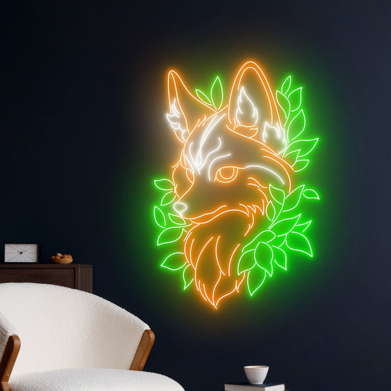 Handmadetneonsign Fox Neon Sign, Fox Animal Wall Decor, Fox Nature Wild ...