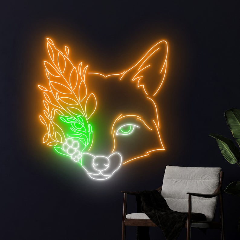 Handmadetneonsign Fox Neon Sign, Fox Animal Wall Decor, Fox Wild Life ...
