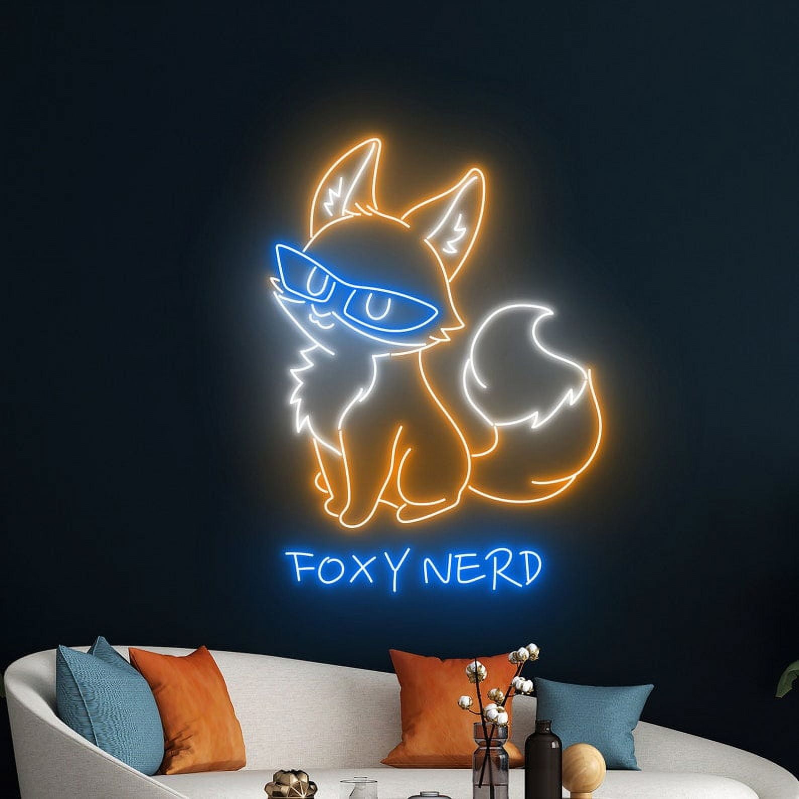Handmadetneonsign Foxy Nerd Neon Light, Cute Fox Led Sign, Foxy Nerd ...