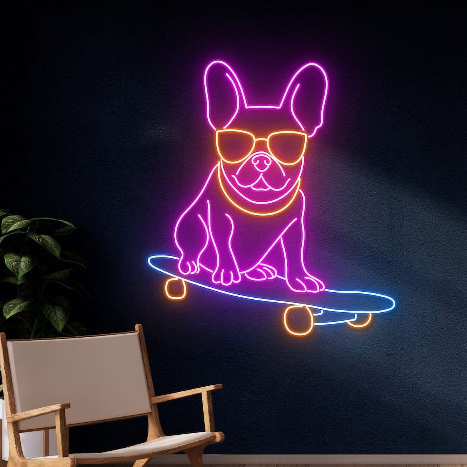 Handmadetneonsign French Bulldog Skateboarding Neon Sign, Skateboard ...