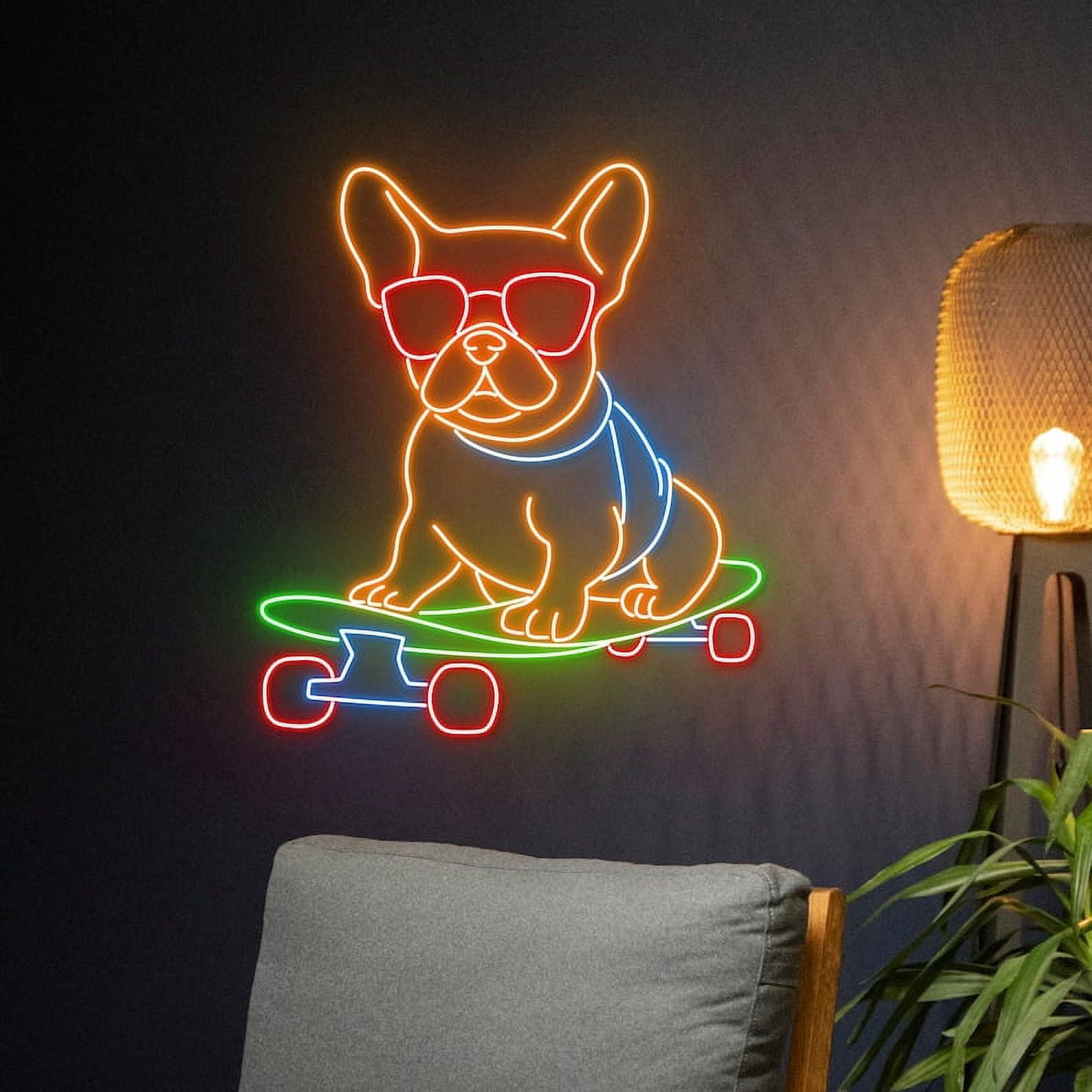 Handmadetneonsign French Bulldog Skateboarding Neon Sign, Skateboard ...
