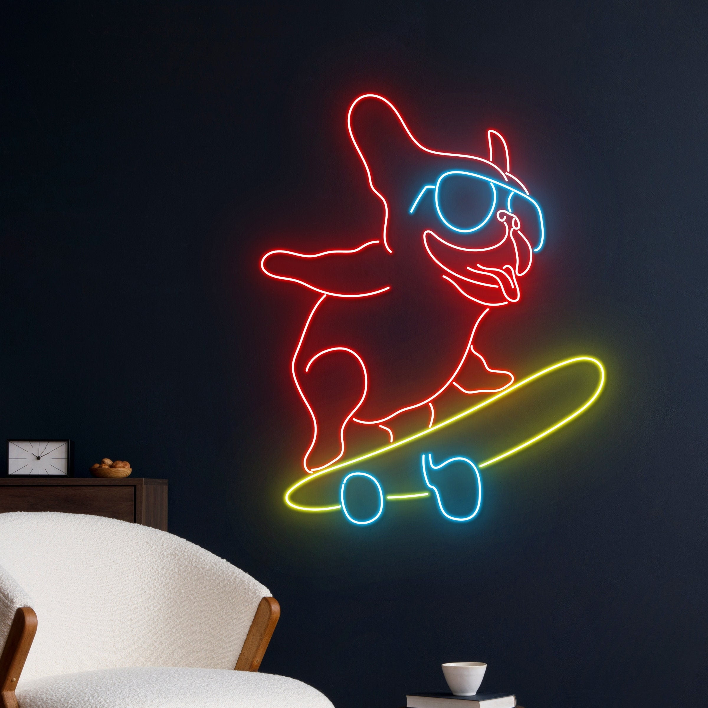 Handmadetneonsign French Bulldog Skateboarding Neon Sign, Skateboard ...