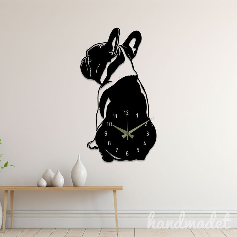 Handmadetneonsign French Bulldog Wall Clock Unique, Year Date Round ...
