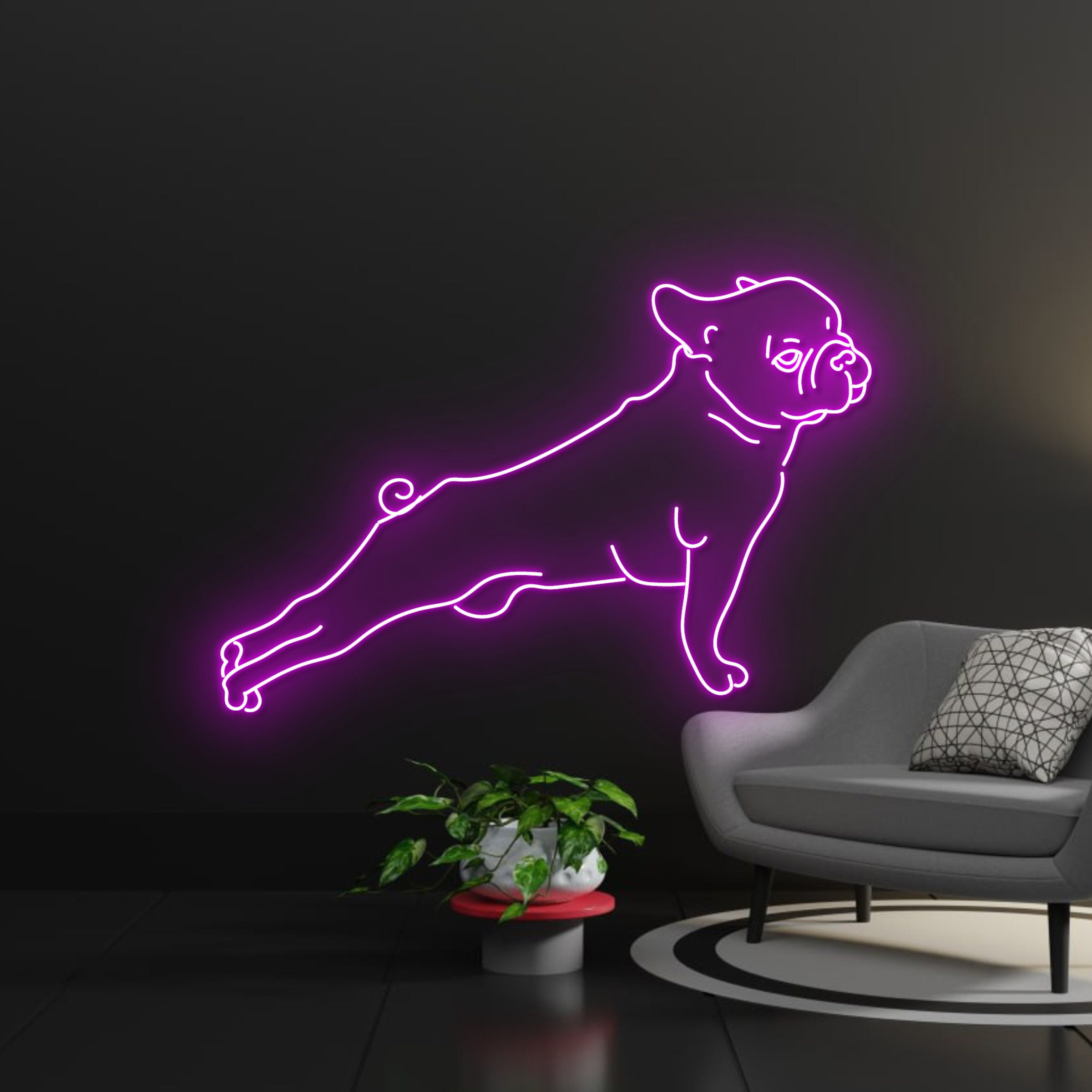 Handmadetneonsign French Bulldog Yoga Pose Neon Signs, French Bulldog ...