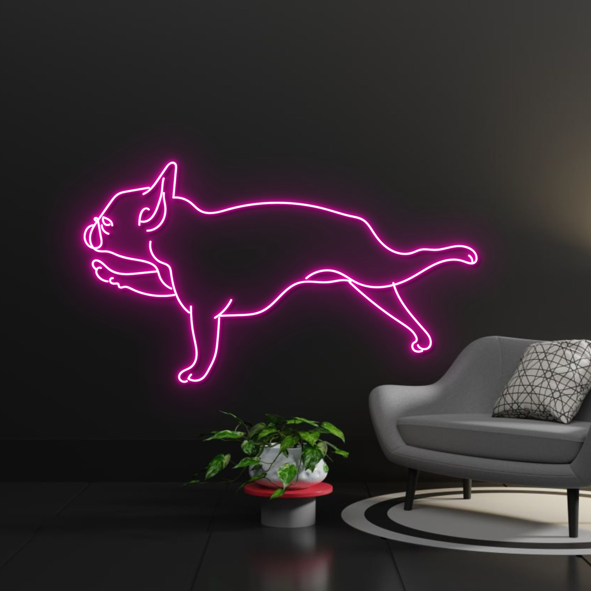 Handmadetneonsign French Bulldog Yoga Pose Neon Signs, French Bulldog ...
