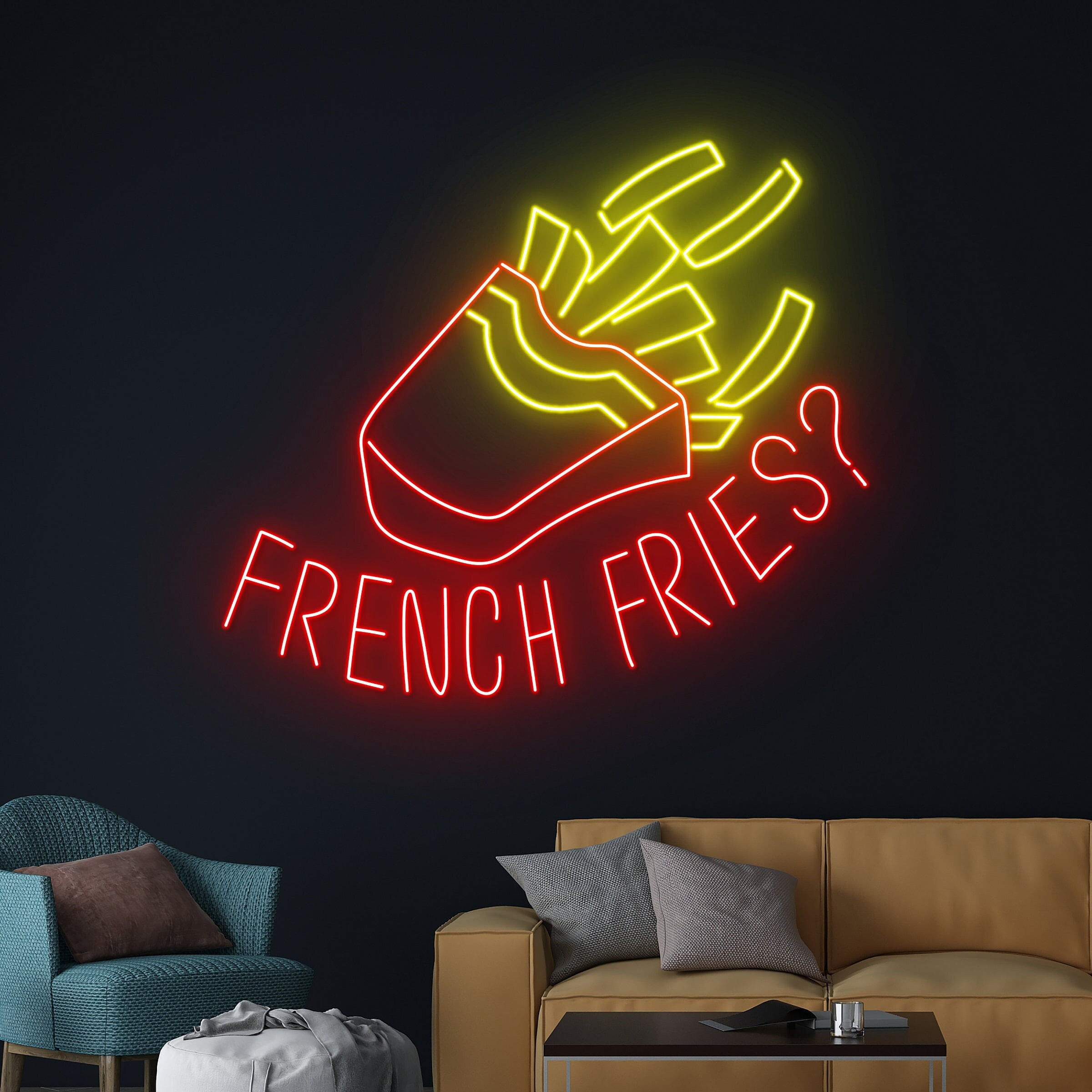 Handmadetneonsign French Fries Neon Sign, French Fries Led Sign, French ...