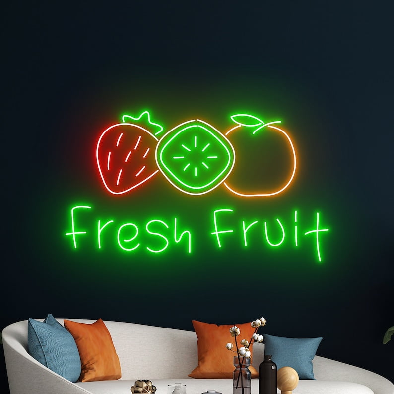 Handmadetneonsign Fresh Fruit Neon Sign, Fresh Fruit LED Light, Fresh ...