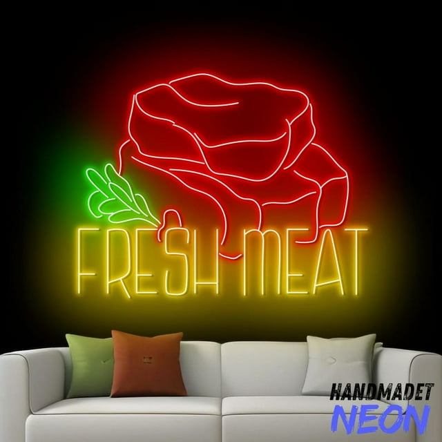 Handmadetneonsign Fresh Meat Neon Sign, Meat Store Led Light, Meat Shop ...