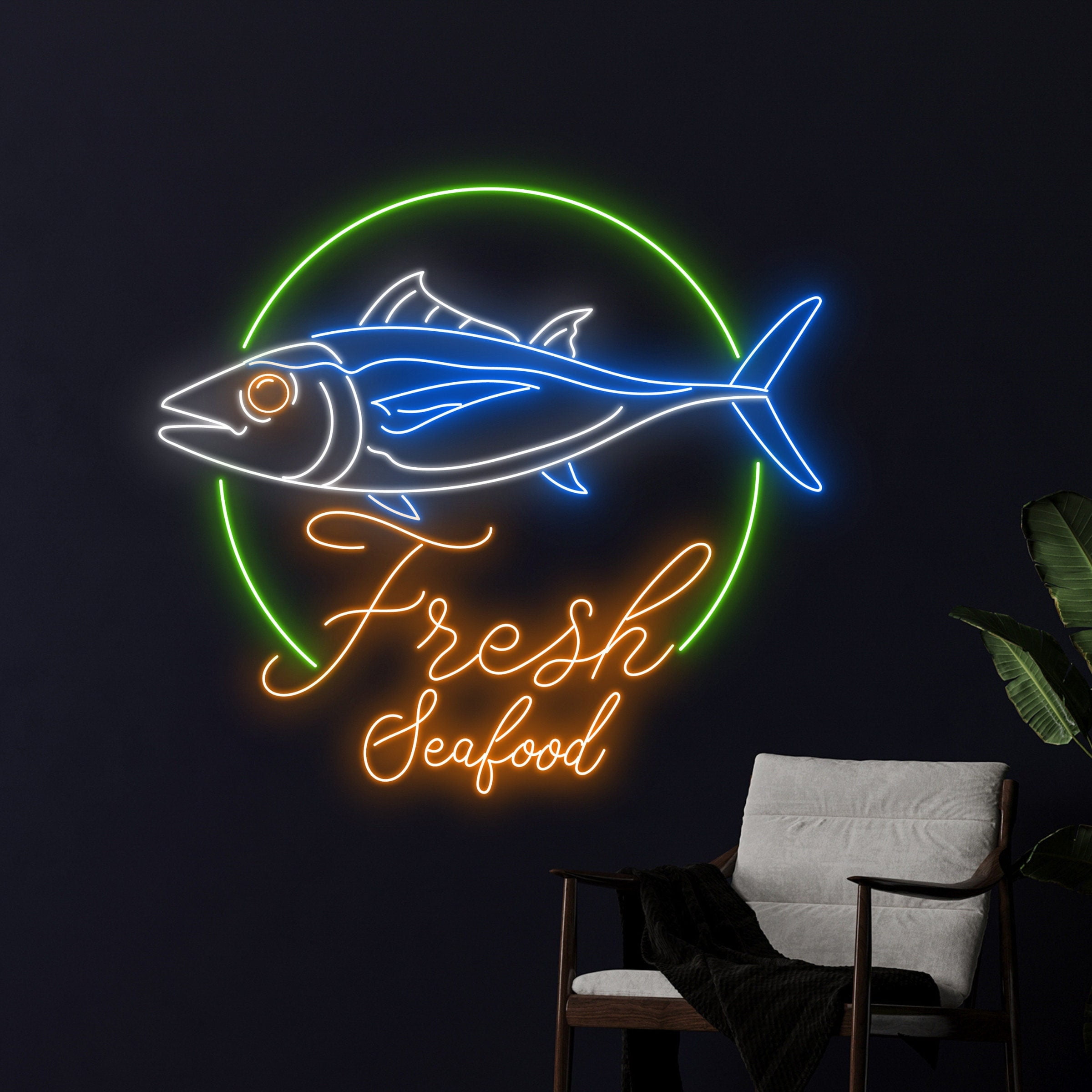 Handmadetneonsign Fresh Seafood Neon Sign, Seafood Led Sign, Tuna Led ...