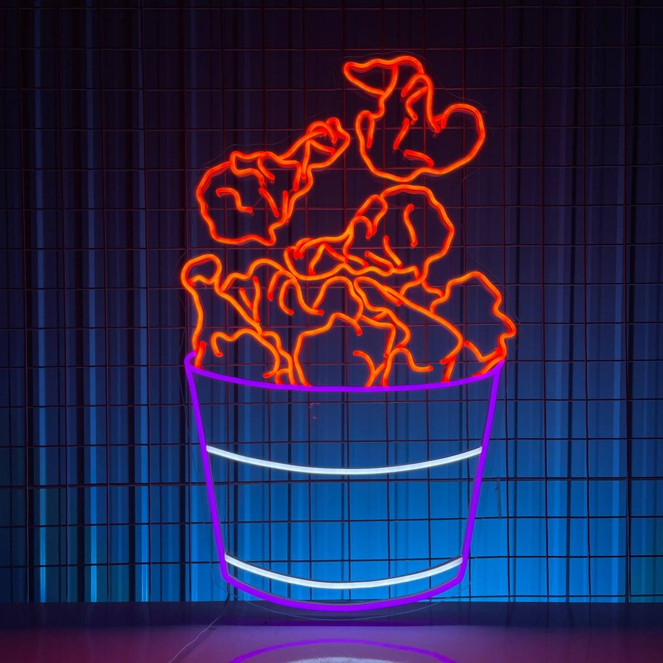 Handmadetneonsign Fried Chicken Neon Sign, Fried Chicken Wall Art Decor ...