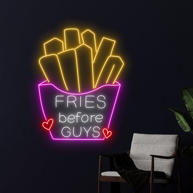 Handmadetneonsign Fries Before Guys Neon Sign, French Fries Led Sign ...