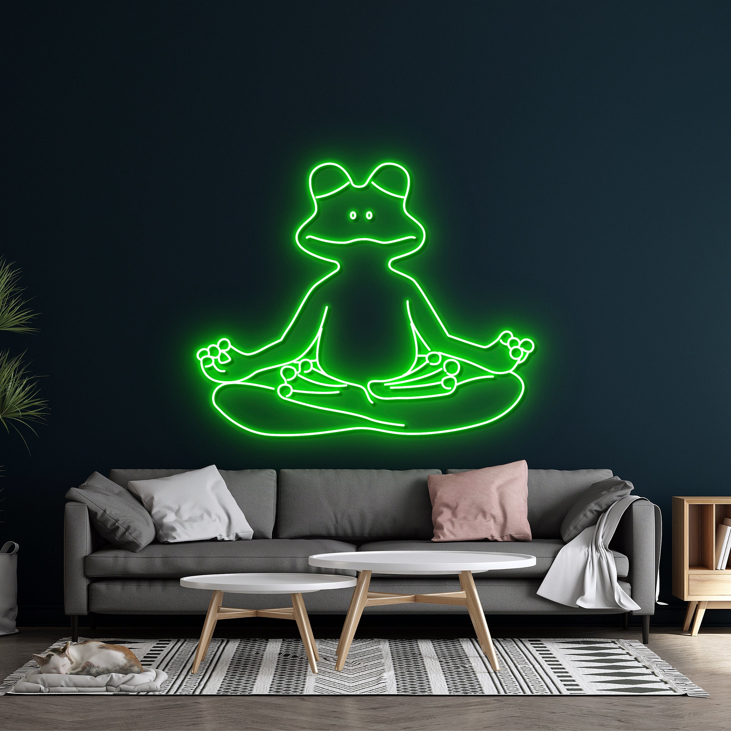 Handmadetneonsign Frog Doing Yoga Pose Neon Sign, Frog Led Signs, Frog ...