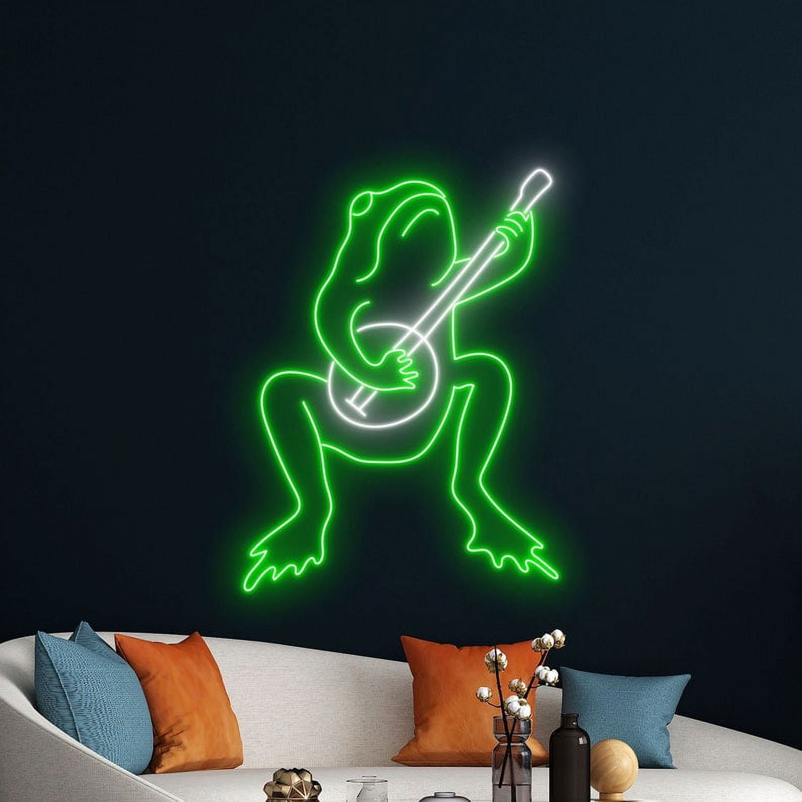Handmadetneonsign Frog Playing Banjo Neon Sign, Music Frog Wall Art ...
