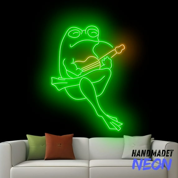 Handmadetneonsign Frog Playing Guitar Neon Sign, Frog Led Sign, Frog ...