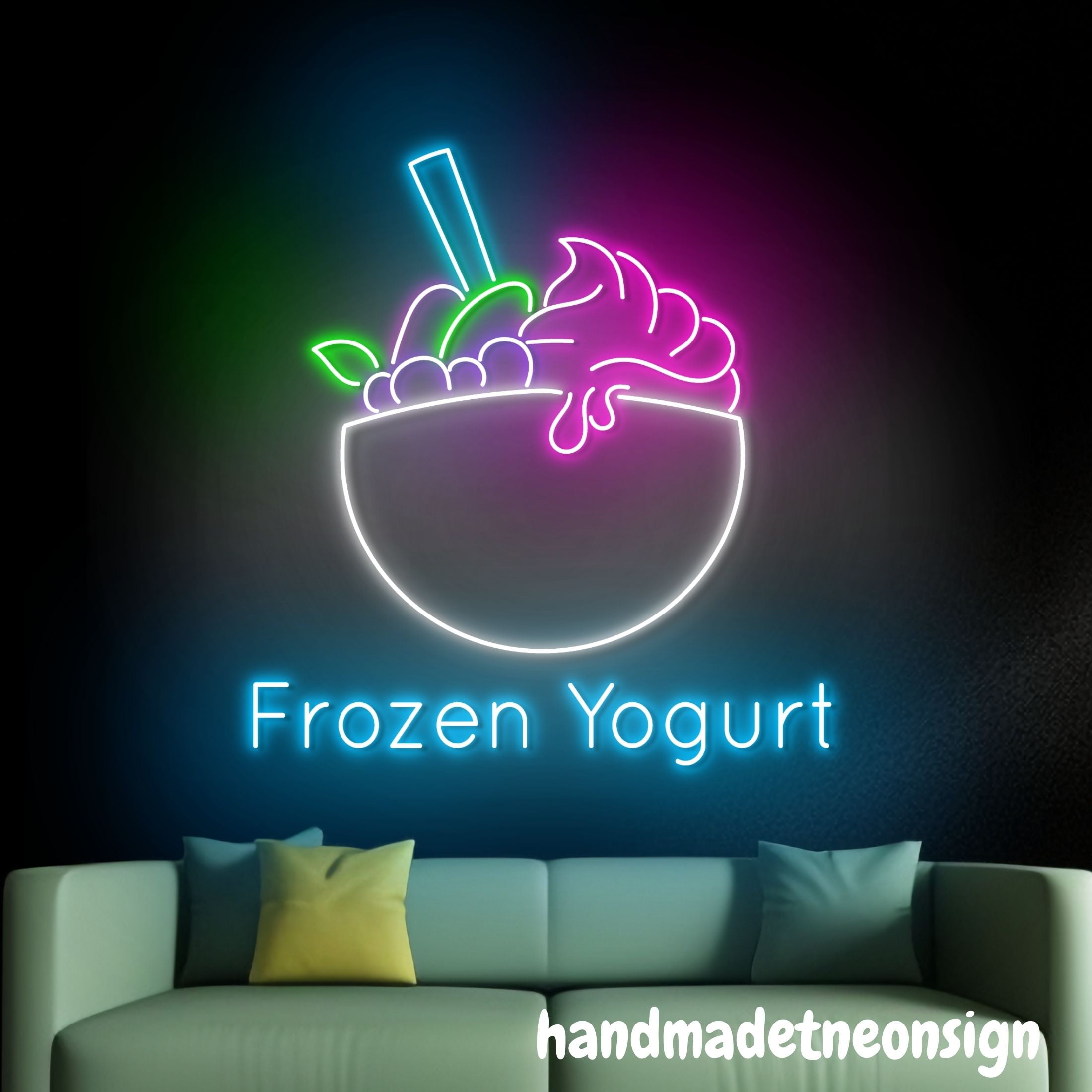 Handmadetneonsign Frozen Yogurt Neon Sign, Open Yogurt Store Wall Art ...