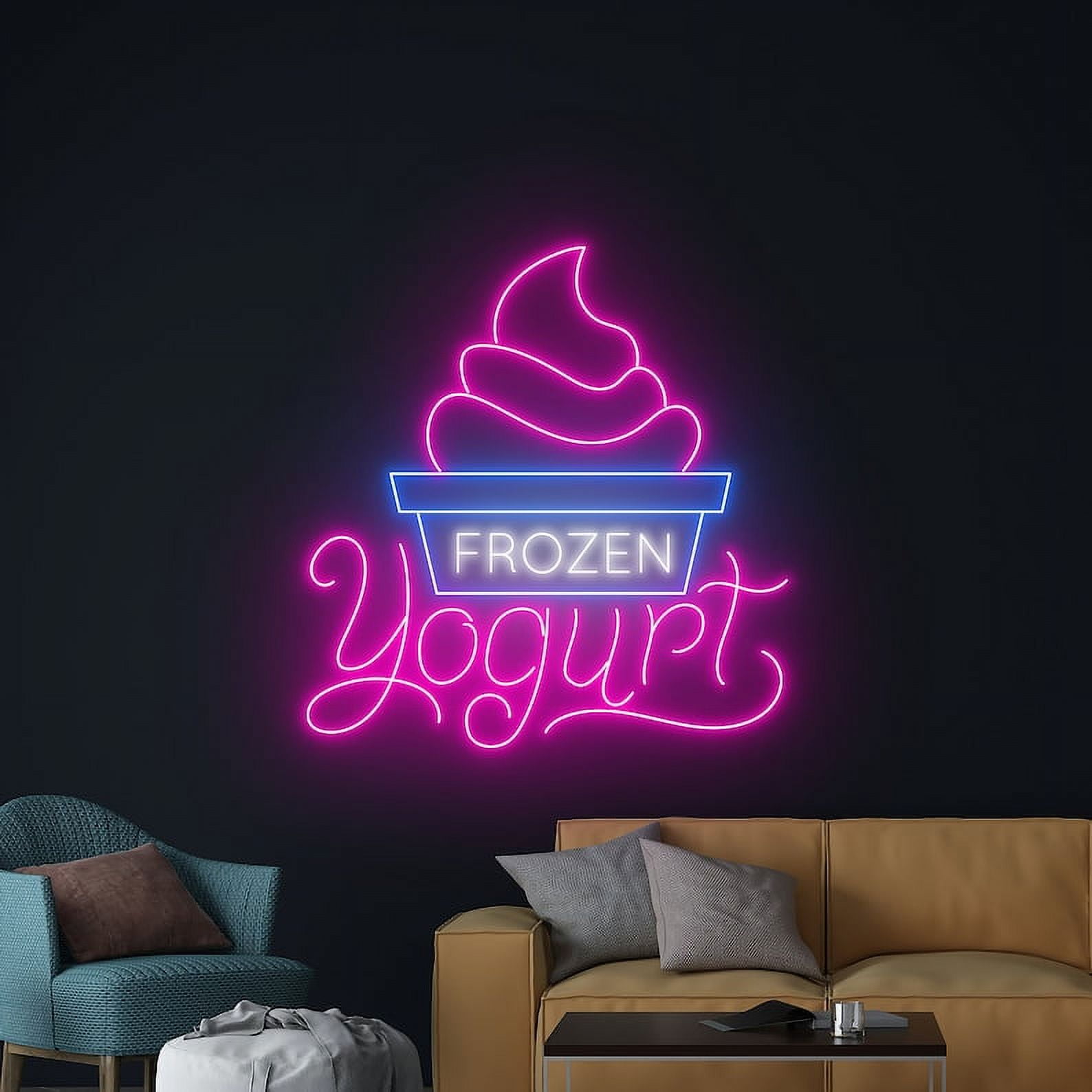 Handmadetneonsign Frozen Yogurt Neon Sign, Yogurt Cup Wall Art Decor ...