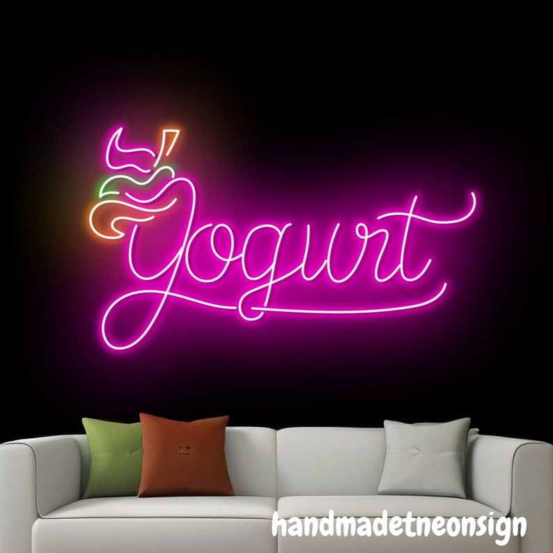 Handmadetneonsign Frozen Yogurt Neon Wall Sign, Yogurt Wall Art Decor ...