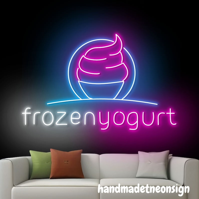Handmadetneonsign Frozen Yogurt Neon Wall Sign, Yogurt Wall Art Decor ...