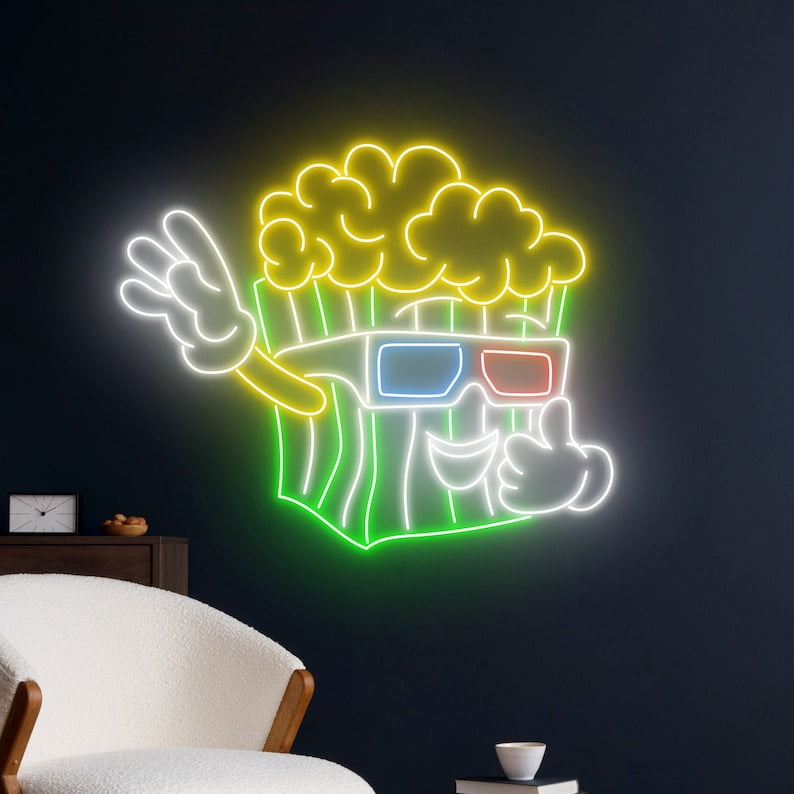Handmadetneonsign Funny Popcorn Neon Sign, Popcorn Neon Light, Popcorn ...