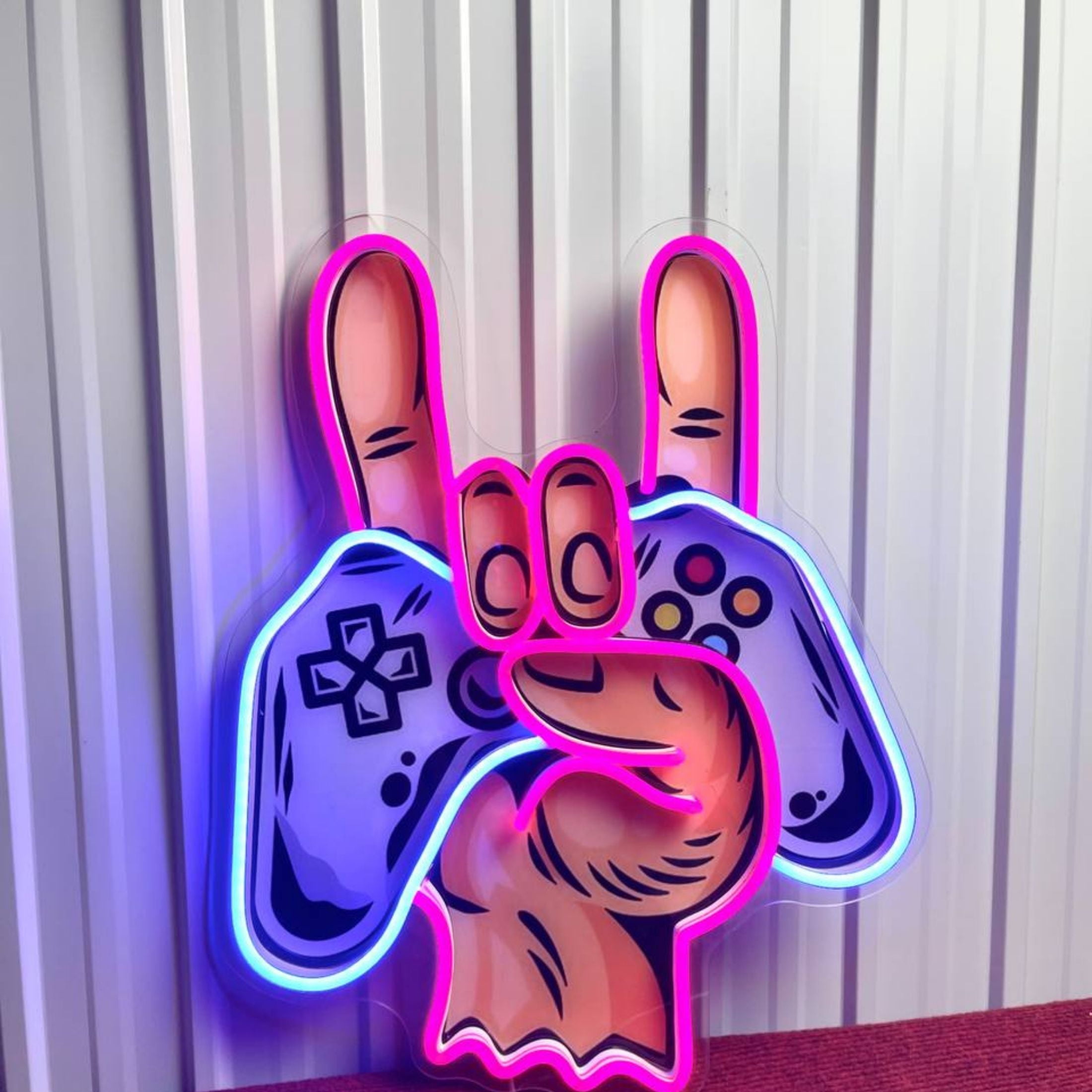 Handmadetneonsign Game Hand Neon Sign, Game Hand Wall Art Decor, Kids ...