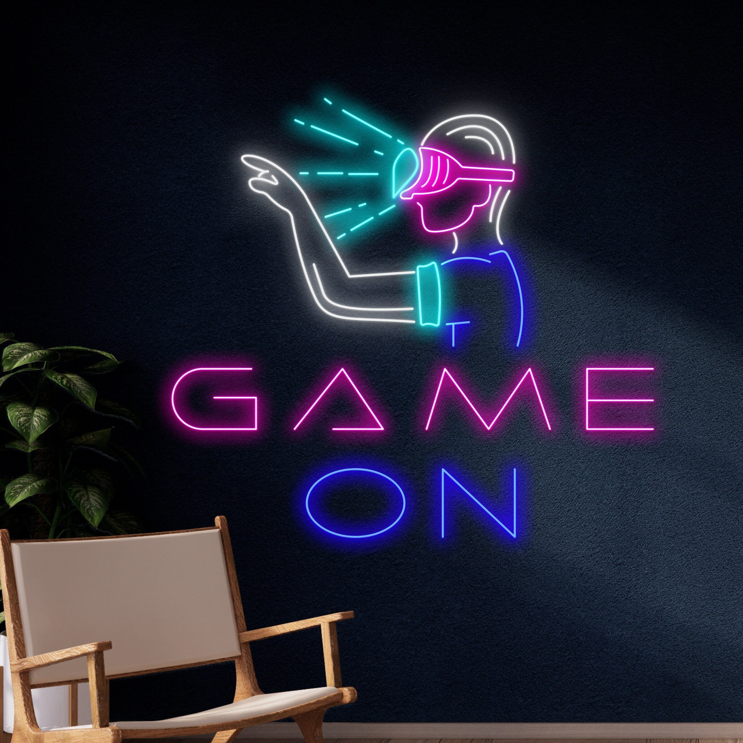 Handmadetneonsign Game On VR Games Neon Sign, Virtual Reality Led Sign ...
