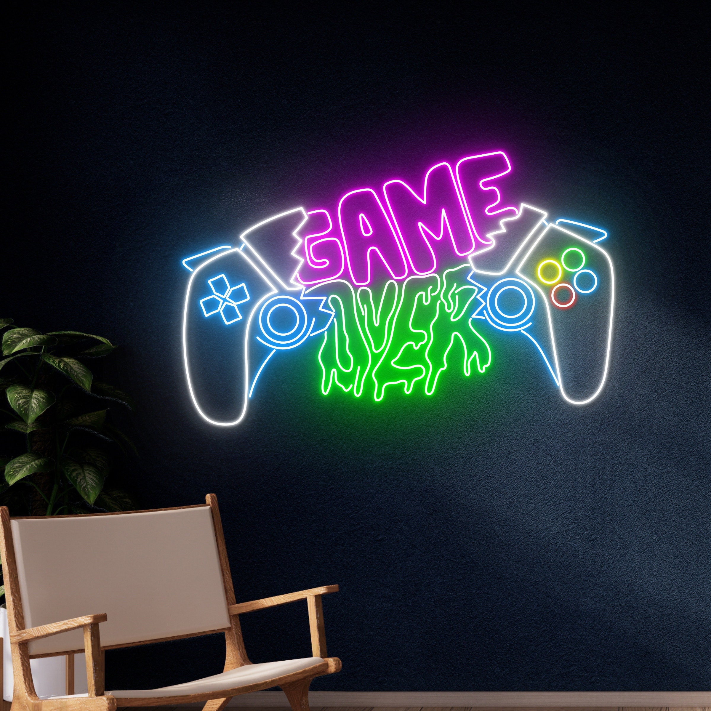 Handmadetneonsign Game Over Game Controller Neon Sign, Breaking ...