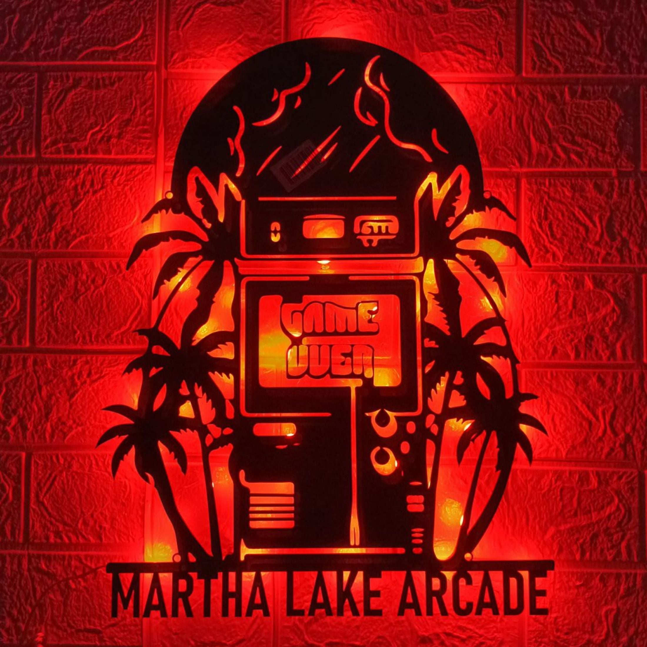 Handmadetneonsign Game Over Metal Wall Art Light, Game Room Metal Sign ...