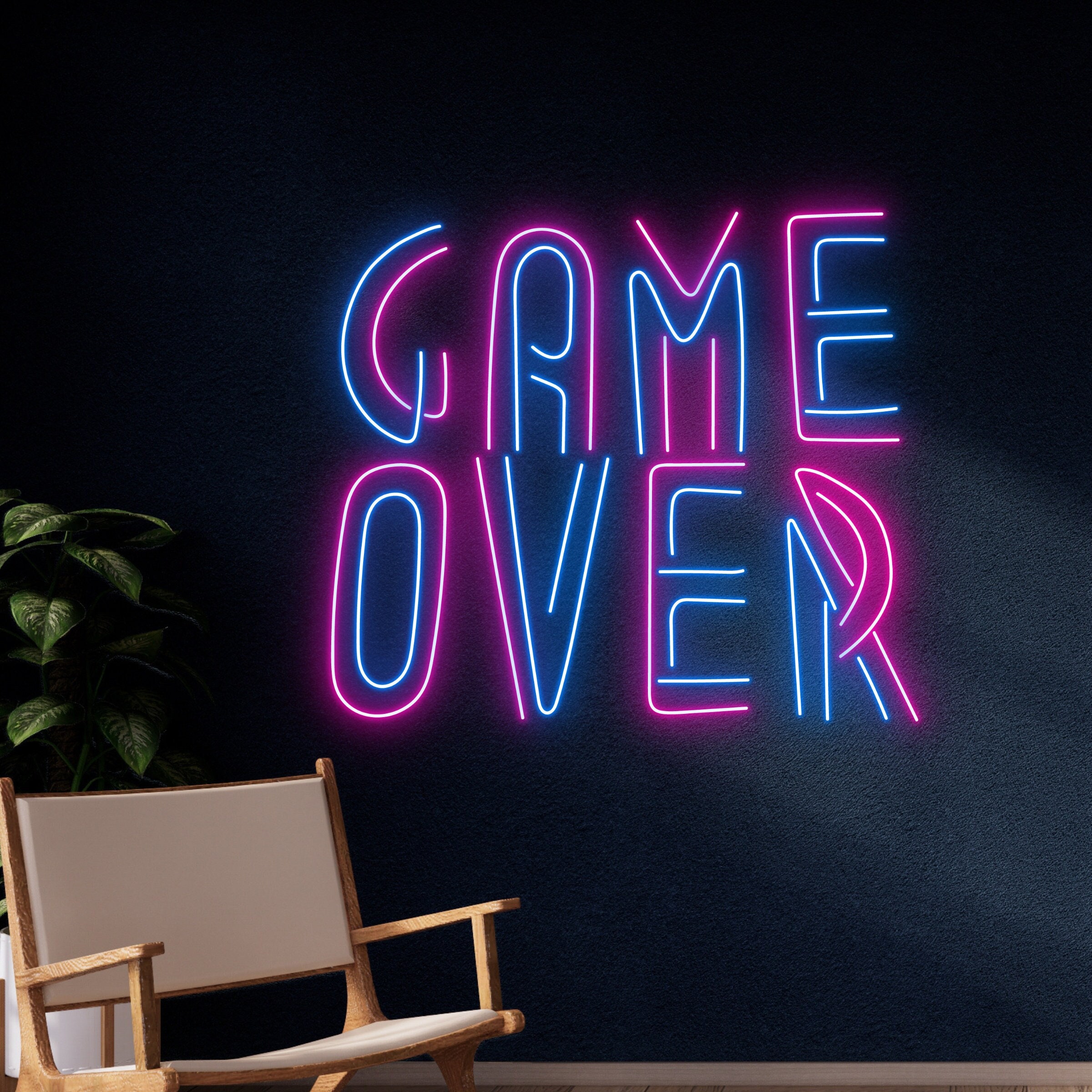 Handmadetneonsign Game Over Neon Sign, Game Player Led Light, Gamer ...
