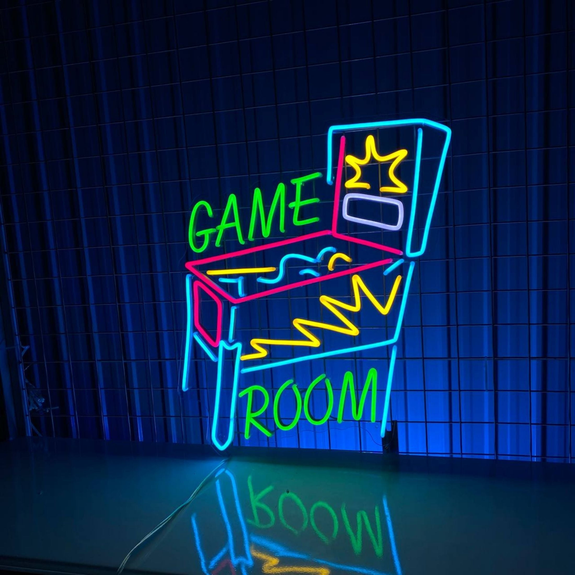 Handmadetneonsign Game Room Neon Sign, Game Room Pinball Machine Wall ...