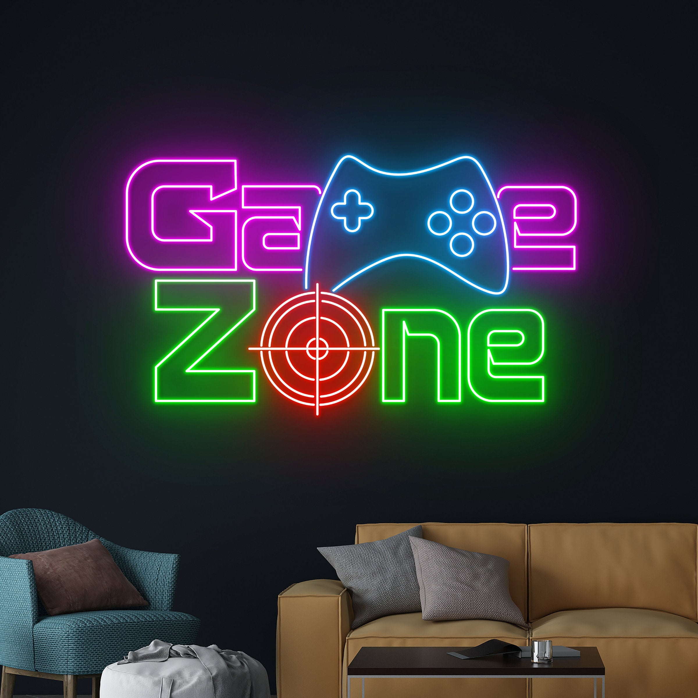 Handmadetneonsign Game Zone Neon Sign, Game Controller Led Sign, Game ...