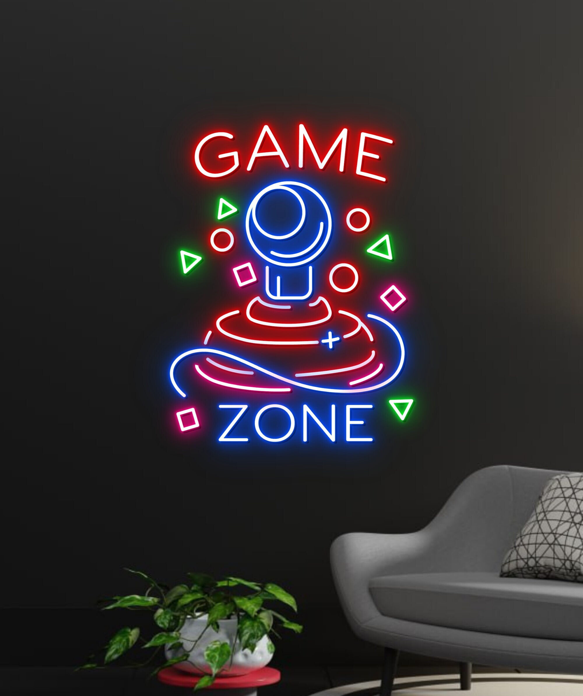Handmadetneonsign Game zone Neon Sign, Game room Led Sign, Game Led ...