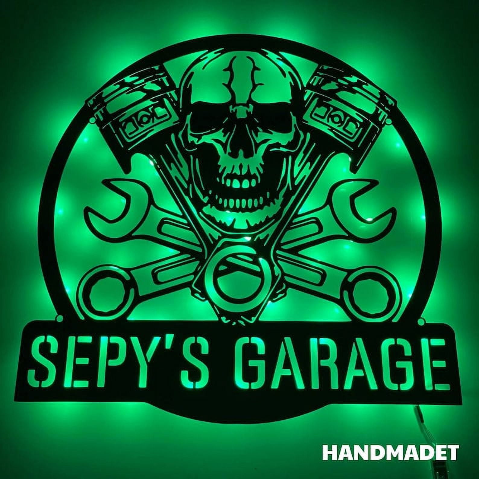 Handmadetneonsign Garage Metal Wall Art Light, Skull Repair Tools Metal ...