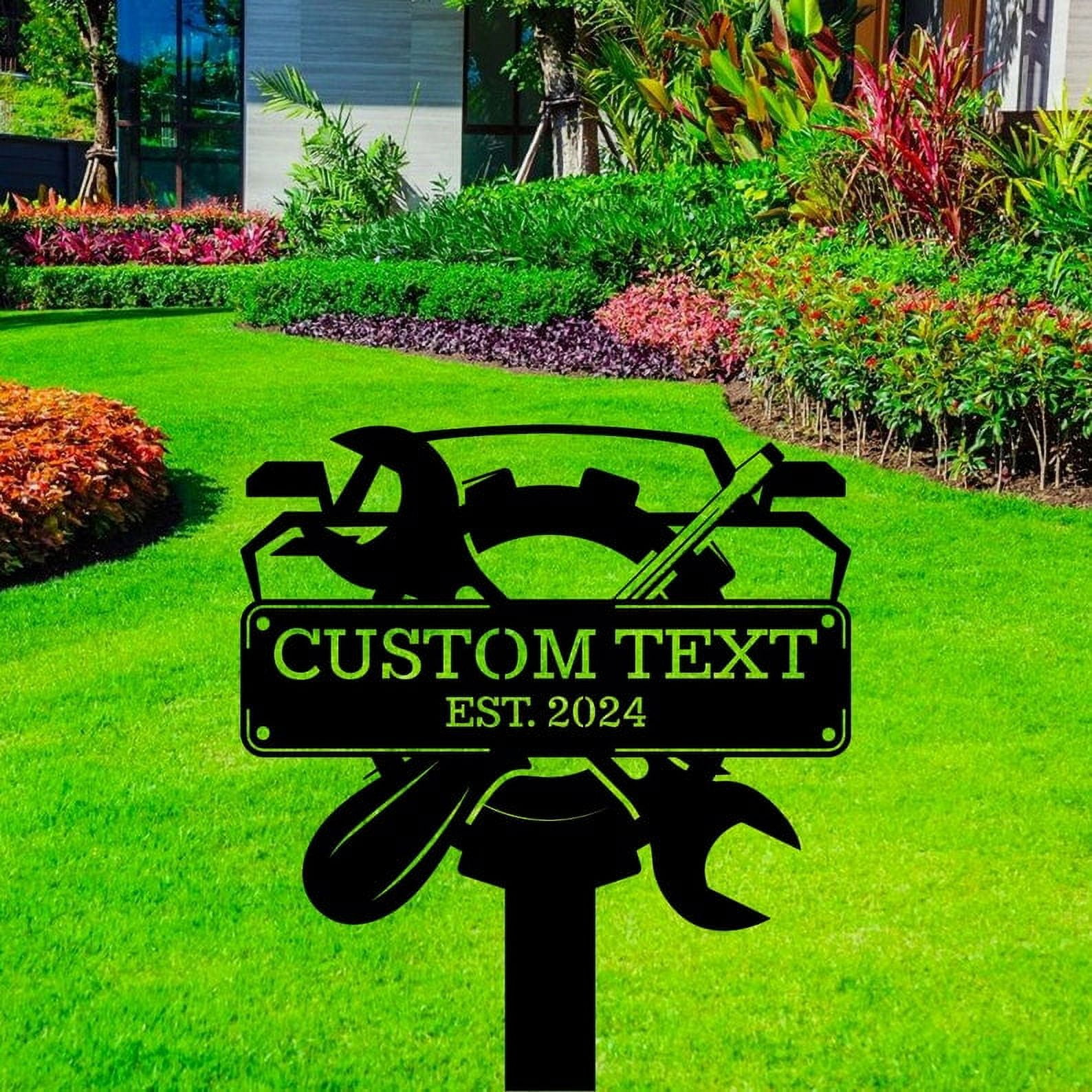 Handmadetneonsign Garage Metal With Stake, Garage Metal Name Sign Stake ...