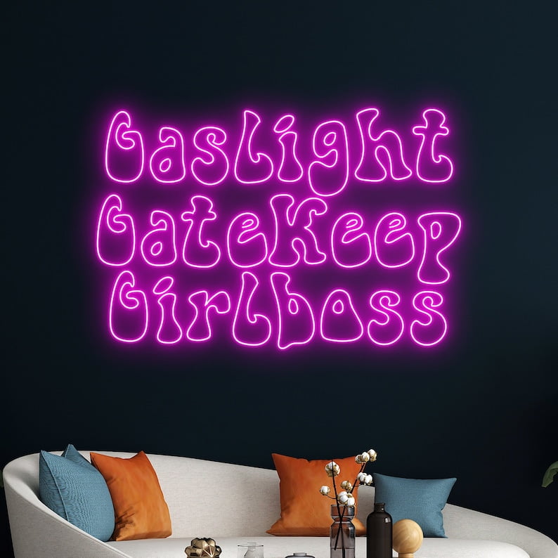 Handmadetneonsign Gaslight Gate Keep Girl Boss Led Sign, Gaslight Gate ...