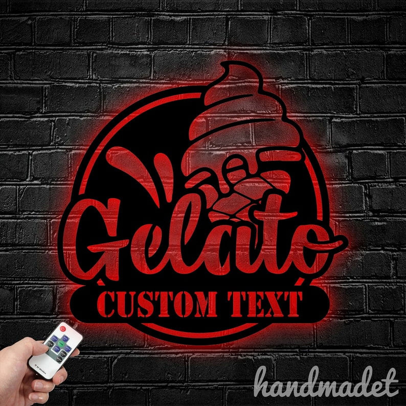 Handmadetneonsign Gelato Metal Wall Art Light, Ice Cream Cone Metal ...
