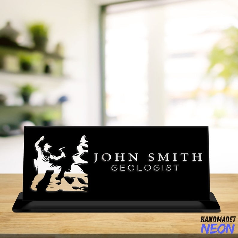 Handmadetneonsign Geologist Metal Name Plate, Geologist Engraved Desk ...