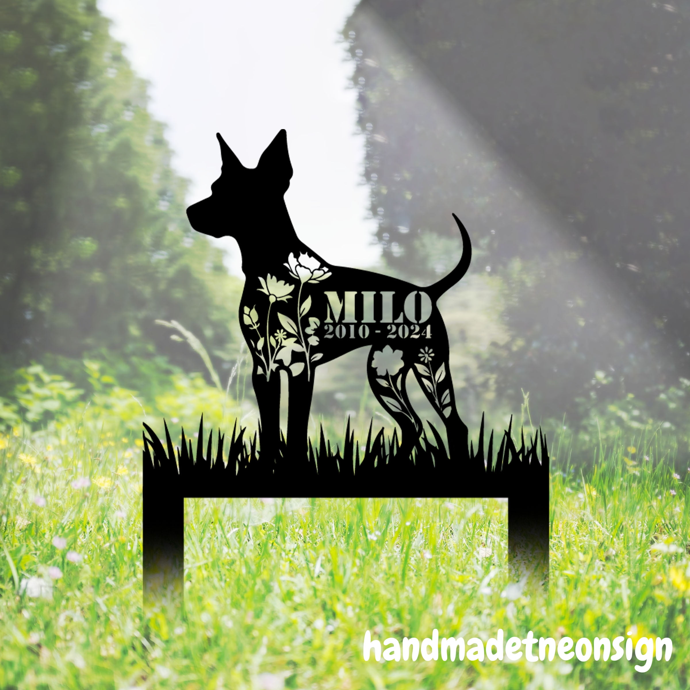 Handmadetneonsign German Pinscher Dog Memorial Stake, Dog Metal Stakes ...