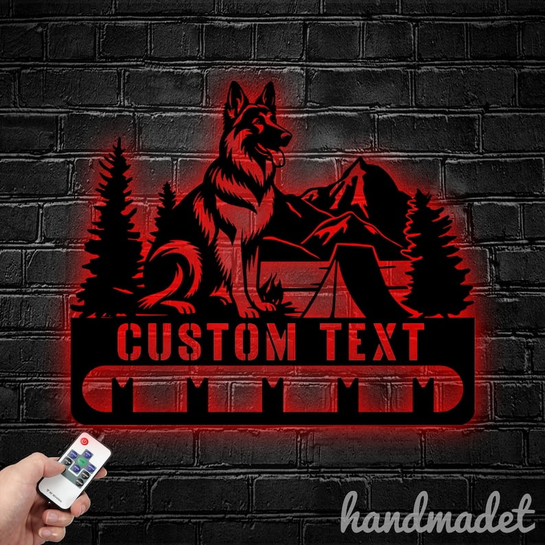 Handmadetneonsign German Shepherd Metal Wall Art, Dog Metal Sign Wall ...
