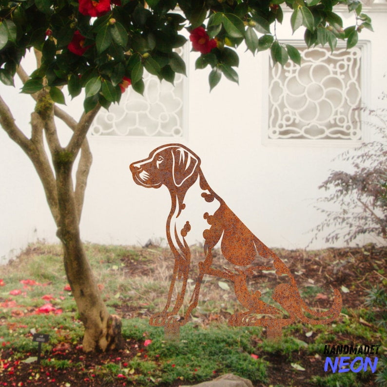Handmadetneonsign German Shorthaired Pointer Rusty Metal Stake, Dog ...