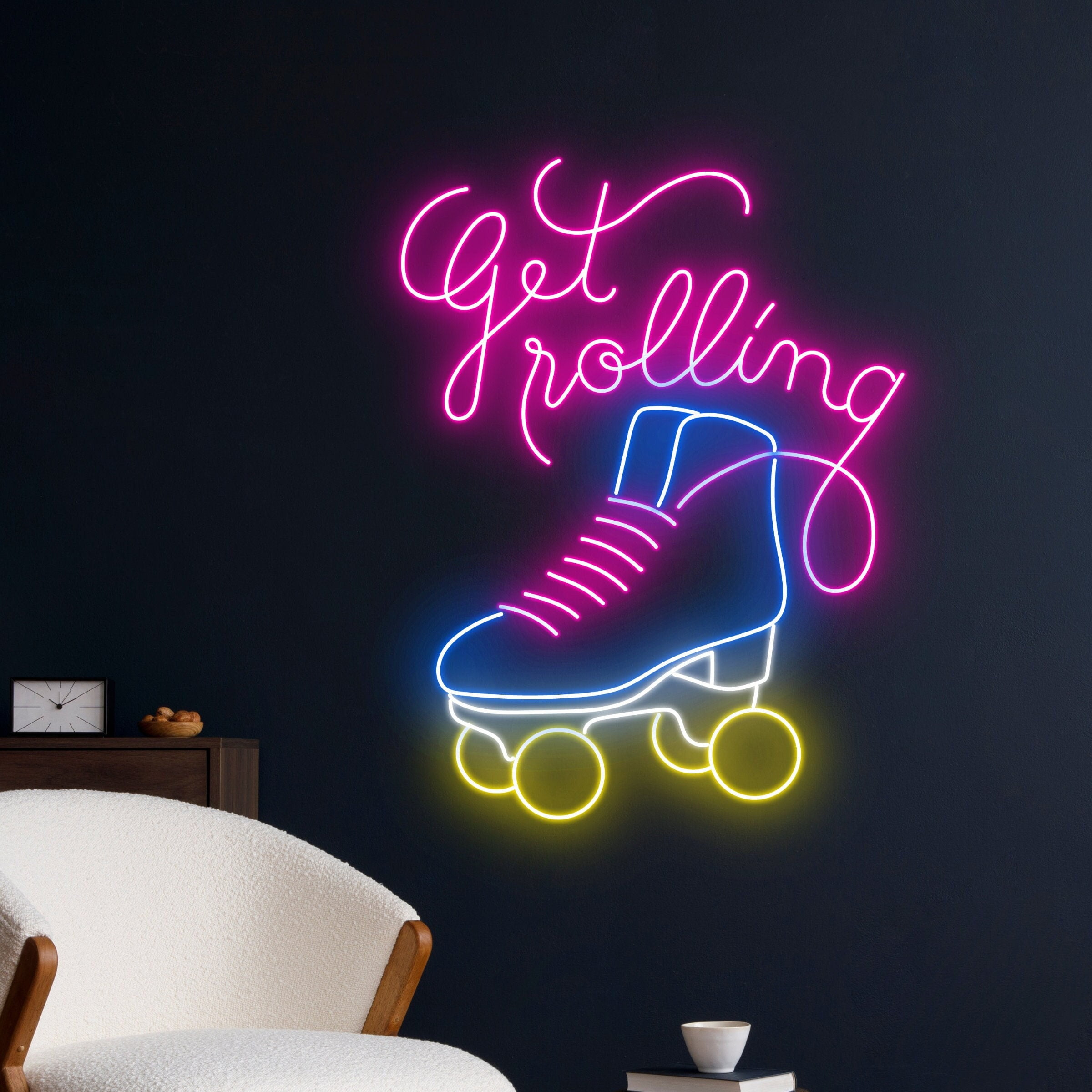 Handmadetneonsign Get Rolling Roller Skate Neon Sign, Rolling Skate Led ...