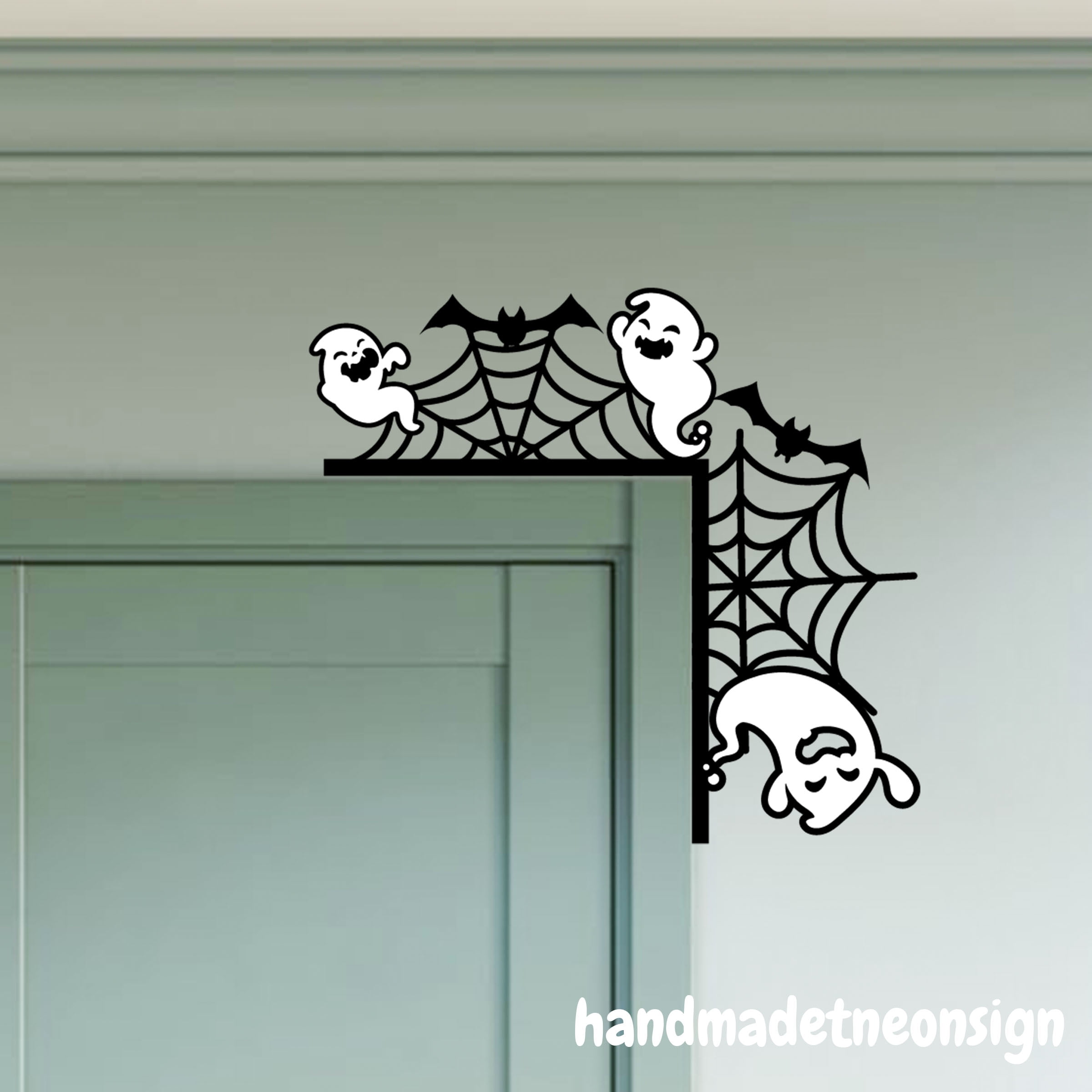 Handmadetneonsign Ghost Door Corner Sign, Halloween Metal Door Topper ...