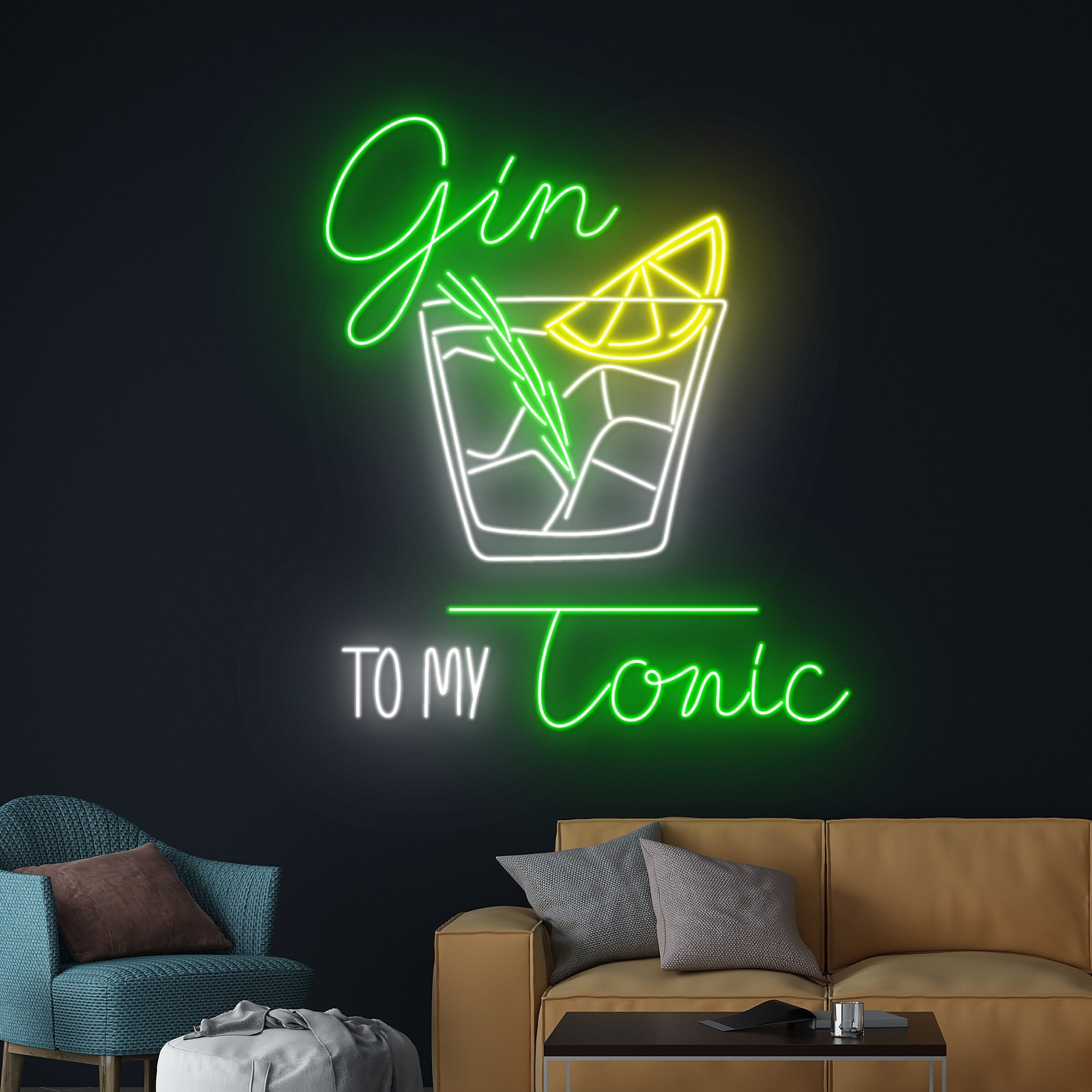 Handmadetneonsign Gin To My Tonic Neon Sign, Gin Tonic LED Light, Gin ...