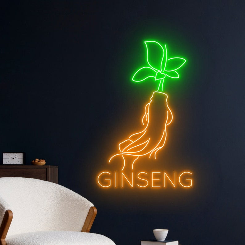 Handmadetneonsign Ginseng Neon Sign, Ginseng Wall Art Decor, Ginseng ...