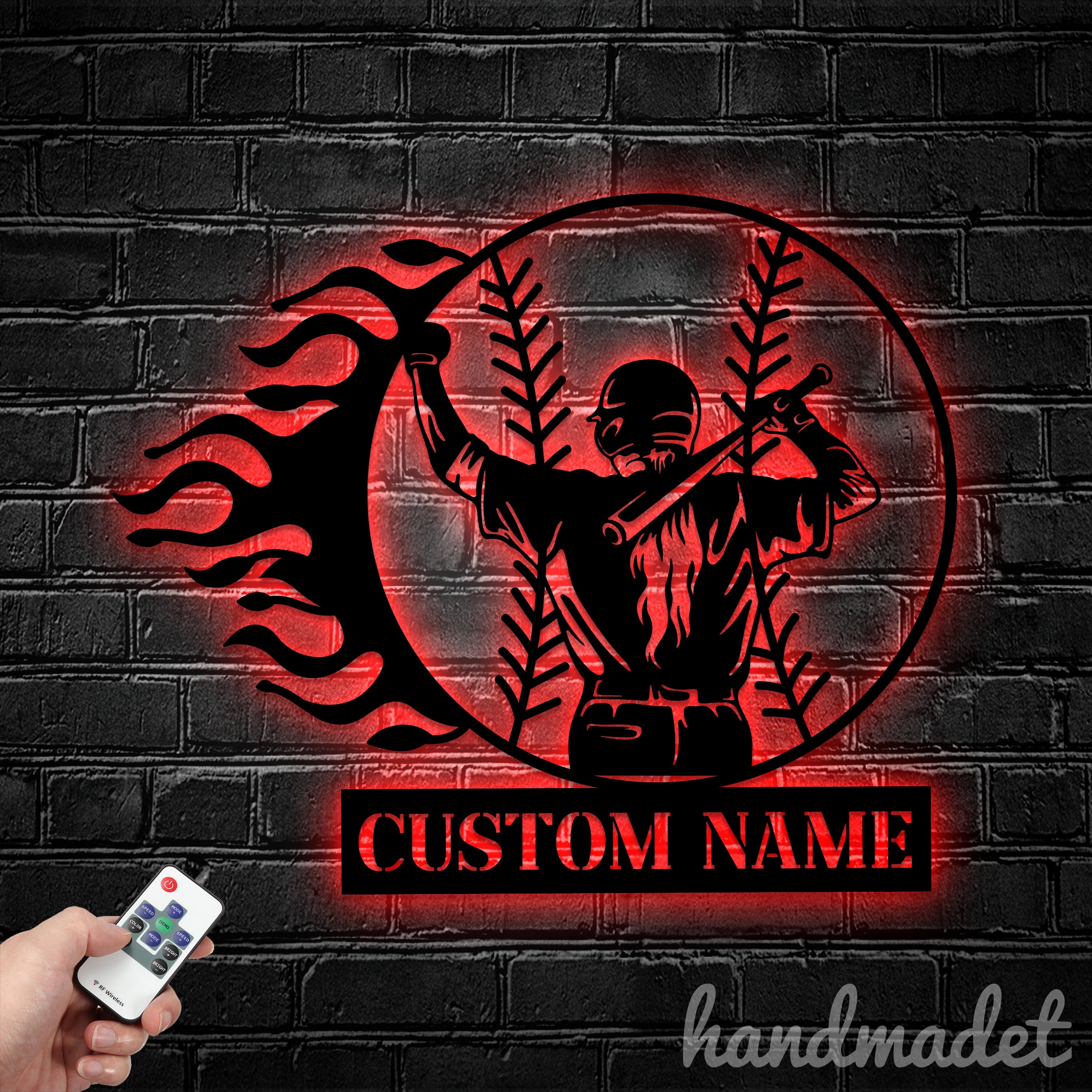 Handmadetneonsign Girl Baseball Metal Wall Art Light, Baseball Metal ...