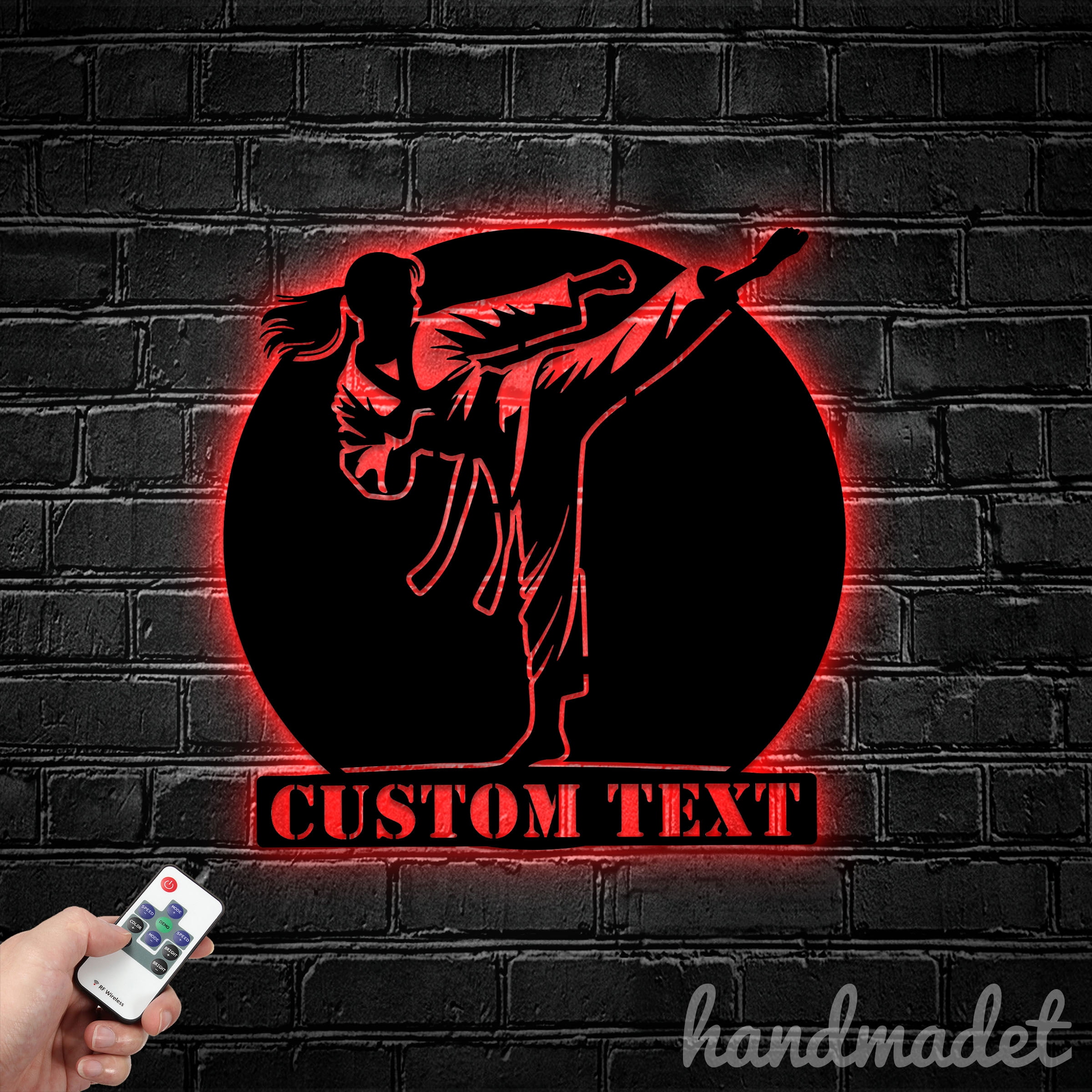Handmadetneonsign Girl Karate Metal Wall Art Light, Karate Girl Metal ...