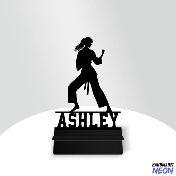 Handmadetneonsign Girl Karate Phone Stand, Karate Metal Cell Phone Desk ...